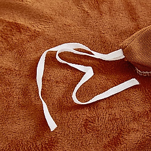 CLOTHKNOW Terracotta Velvet King Size Duvet Cover Set 3Pcs Fluffy Bedding Sets Rust Bedding Orange Comforter Cover Caramel Bedding for Men Women