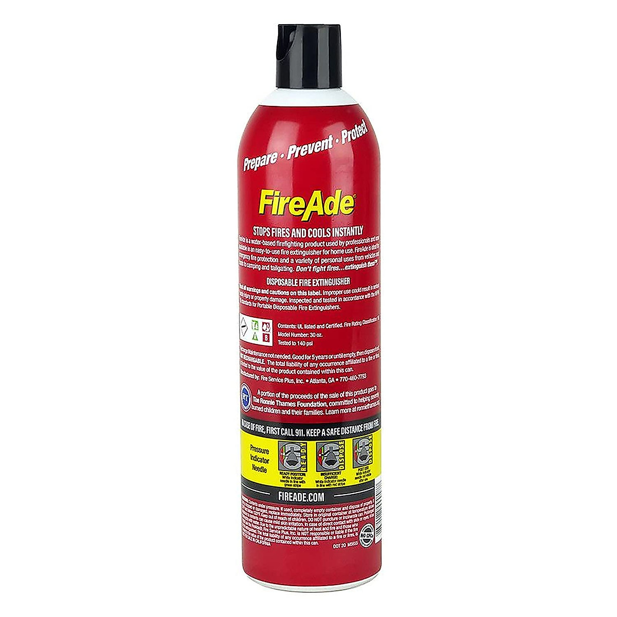 FireAde Personal Firefighting Extinguisher Foam Aerosol for Outdoor and Indoor Use, 16 Ounces