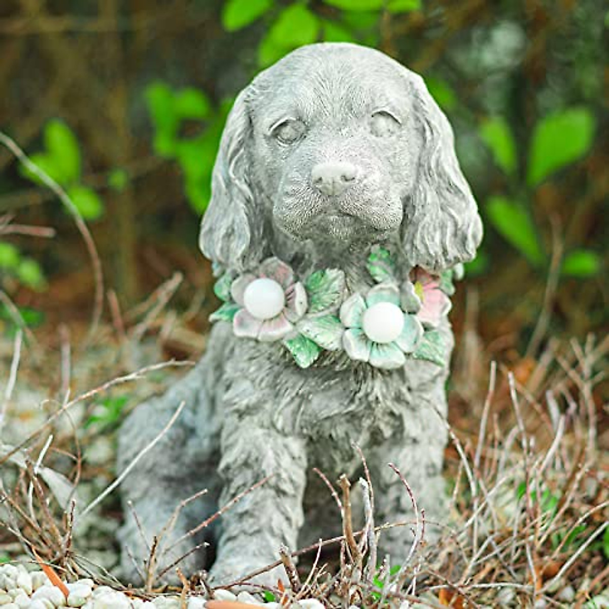Ovewios Garden Statue Dog Memorial Gifts - Yard Art Decoration with Solar LED Lights Waterproof Resin Garden Figurine Decor for Outdoor Patio Yard Lawn Ornament