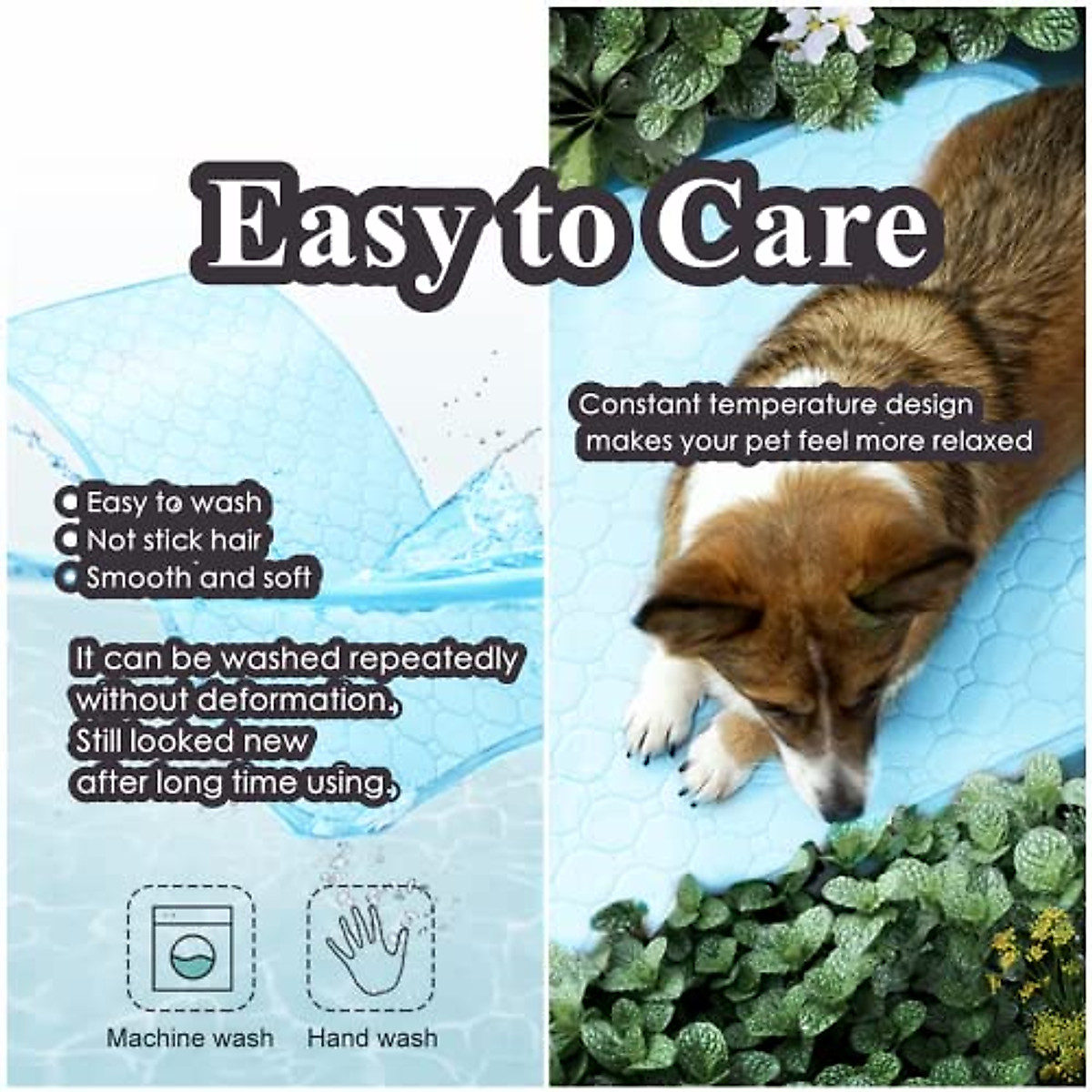Dog Self Cooling Mat Pet,Breathable Summer Cooling Pads,WashableIce Silk Sleep Mat,Pet Cooling Blanket Sleeping Kennel Mat Pad Non-Toxic Sleep Bed Mat for Large Dogs Cats Animal Chilly Pad
