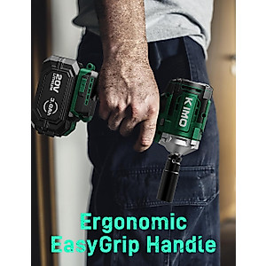 KIMO Impact Wrench 1/2 Inch with 814N.M/600ft-lbs Max Torque, 3 Mode Setting, 2 x 3000mAh Batteries, 3000 RPM, 1 Hour Fast Charger, 1/2 Impact Gun with Variable Speeds, 20V Impact Driver for Car Home