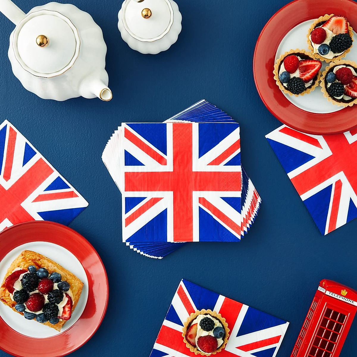 Juvale 100 Pack UK Flag Napkins for British Party Decorations, Union Jack, Birthday Parties, Celebrations, Special Occasions (13x13 Inches)