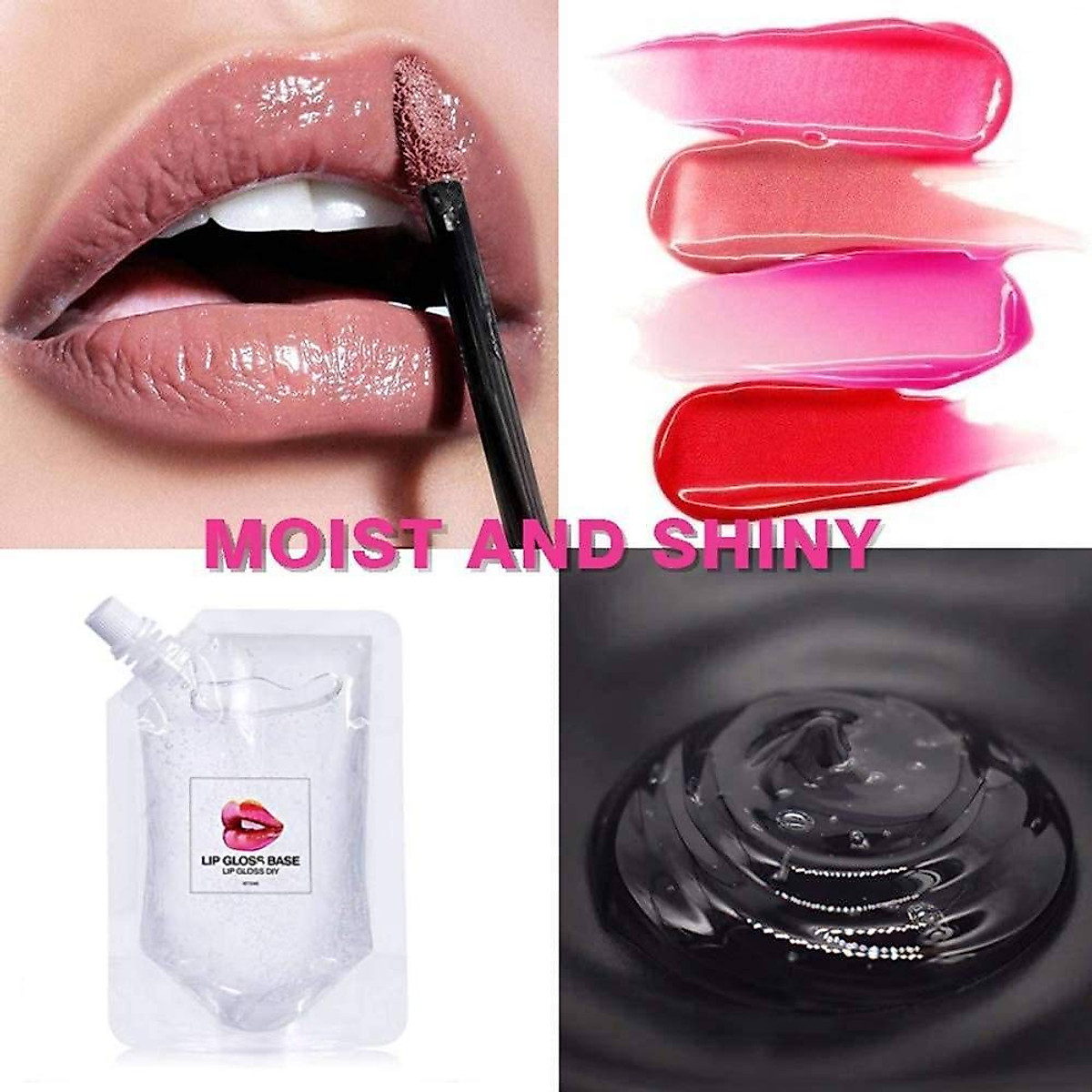 Skynest Lip Gloss Base, DIY Lip Gloss Moisturizing, Non-Sticky, Vegan Lip Makeup Oil(1Pack 50ML+3 Packs 20ML)