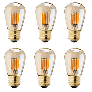 Lxcom Lighting 6 Pack Dimmable Vintage LED Edison Light Bulbs 3W Edison Light Bulbs 30W Equivalent Warm Yellow 2200K E26 E27 Medium Base ST45 Amber Glass Decorative Bulbs, AC110V