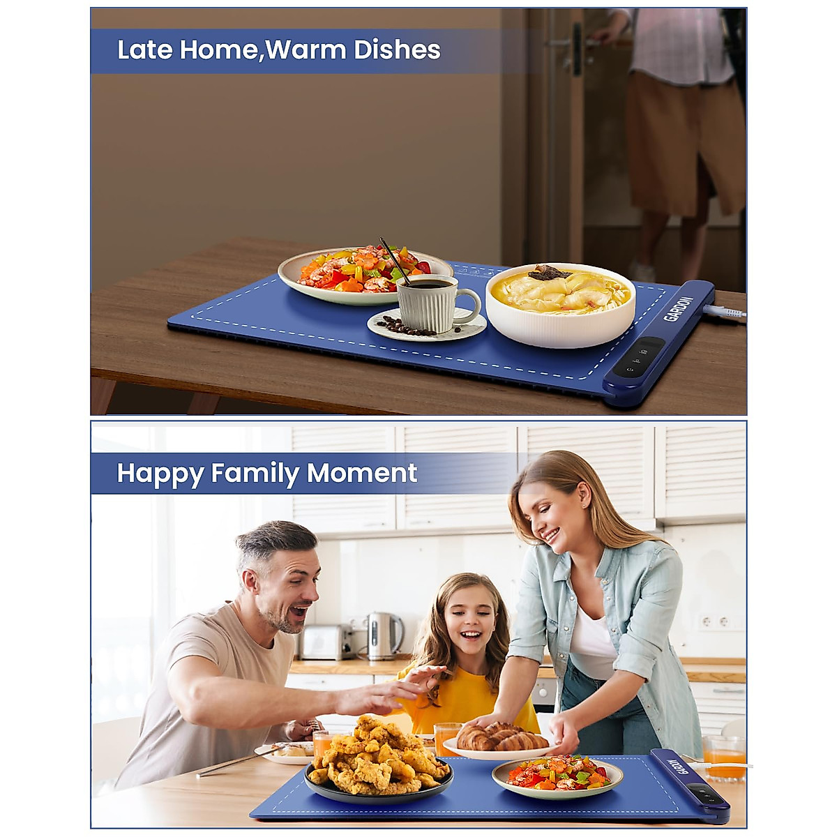Gardon Electric Warming Tray, Upgraded Graphene Adjustable Food Warmer, 6 Temperature Settings, Silicone Food Warming Mat for Family Parties, Gatherings, Christmas Dinner, House Warming Gift Ideas
