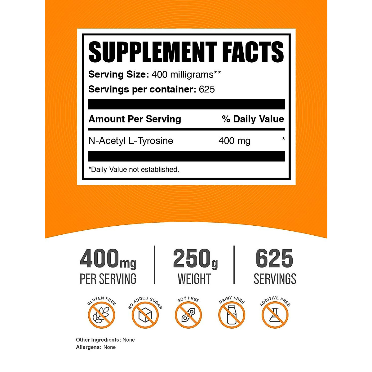 BulkSupplements.com N-Acetyl L-Tyrosine Powder -Tyrosine Supplement, NALT Powder - Amino Acid Supplement, Unflavored & Gluten Free, 400mg per Serving, 250g (8.8 oz) (Pack of 1)