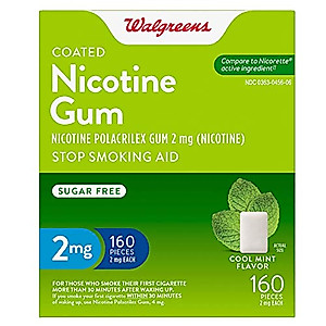 Walgreens Coated Nicotine Gum 2mg, Mint 160 ea