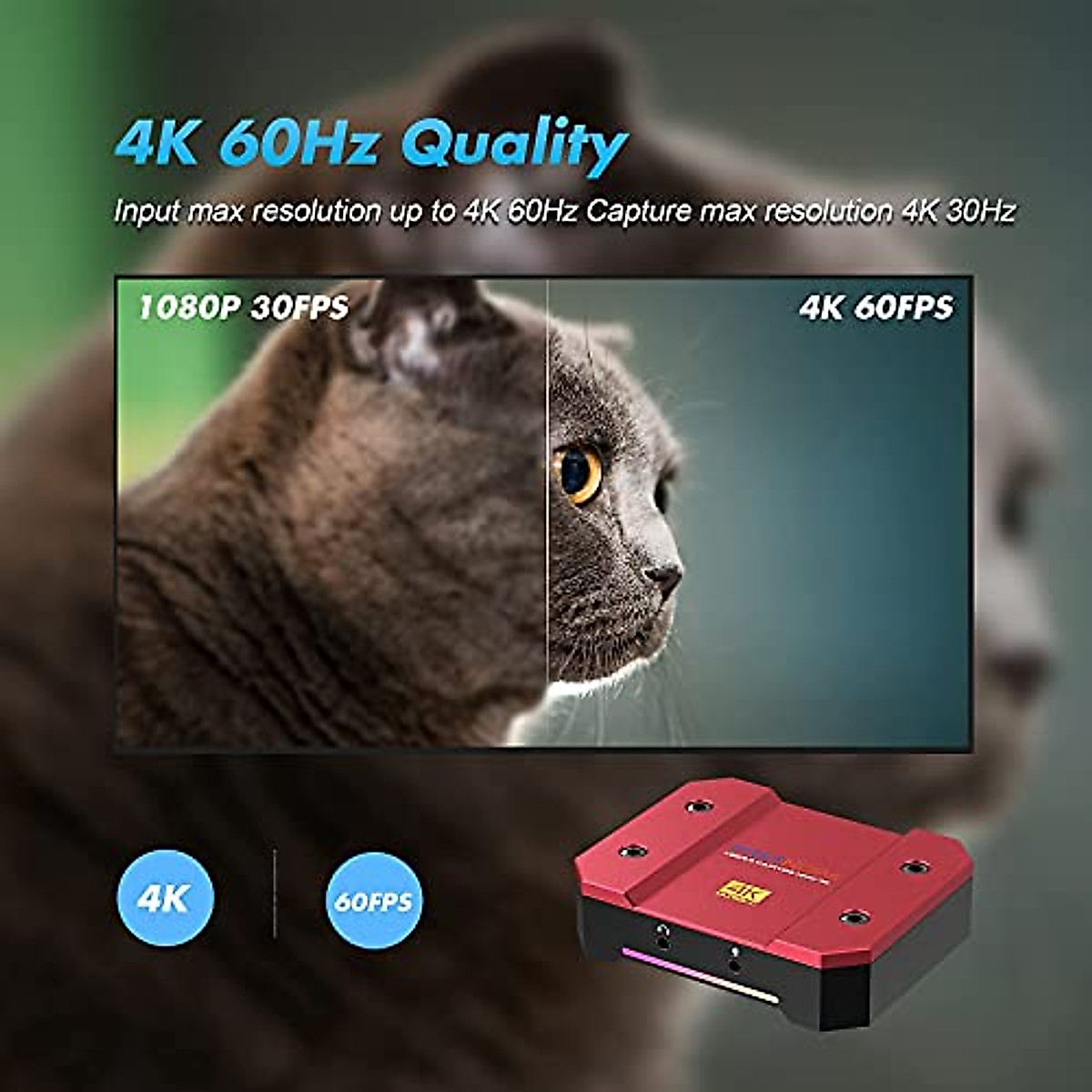 DIGITNOW USB Video Capture Card 4k/60Hz HDR10 Zero-Lag Passthrough, Ultra-Low Latency, Full HD Video Recording for PS5, PS4/Pro, Xbox Series X/S, Xbox One X/S, Real USB3.0