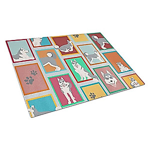 Caroline's Treasures MLM1159LCB Lots of Grey Siberian Husky Glass Cutting Board Large Decorative Tempered Glass Kitchen Cutting and Serving Board Large Size Chopping Board