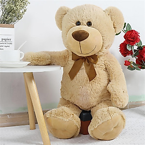 Tezituor Big Teddy Bear Stuffed Animal, 26 inch Medium Size Stuffed Teddy Bear Plush Toy for Chirstmas Valentine's Day Birthday, Soft Teddy Bear Plush for Kids Girlfriend, Tan