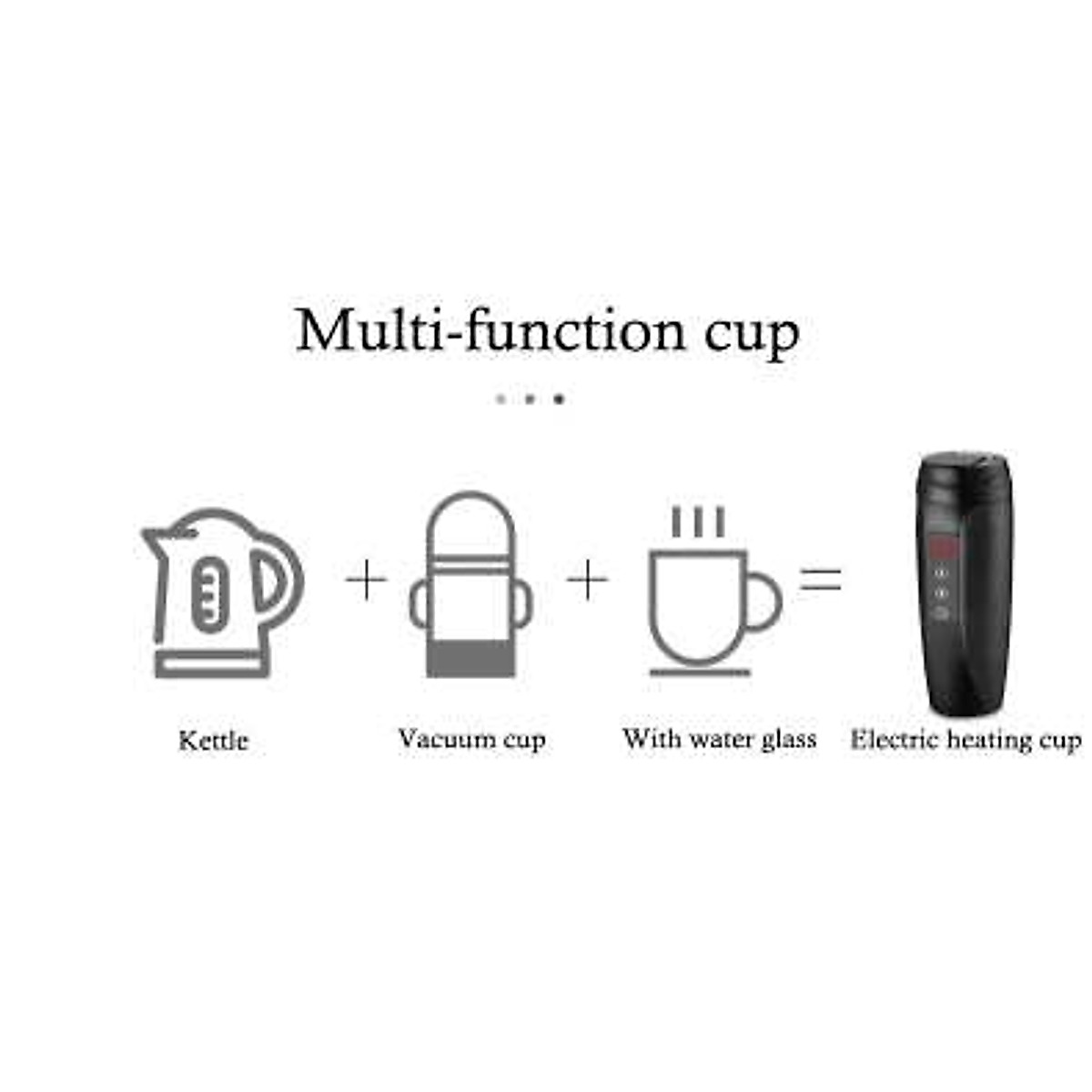 Smart Travel Car Heated Mug Portable Electric Cup 12/24V Stainless Steel Tumbler Anti-Spill lid Leakproof LCD Display Temp Control Thermos Keep Coffee Milk Tea Warm Safe for use Easily Washing
