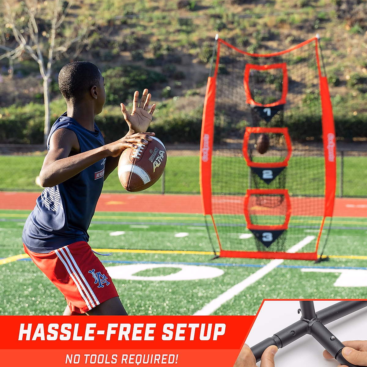 GoSports 8 x 4 ft Football Throwing Target Net - Red