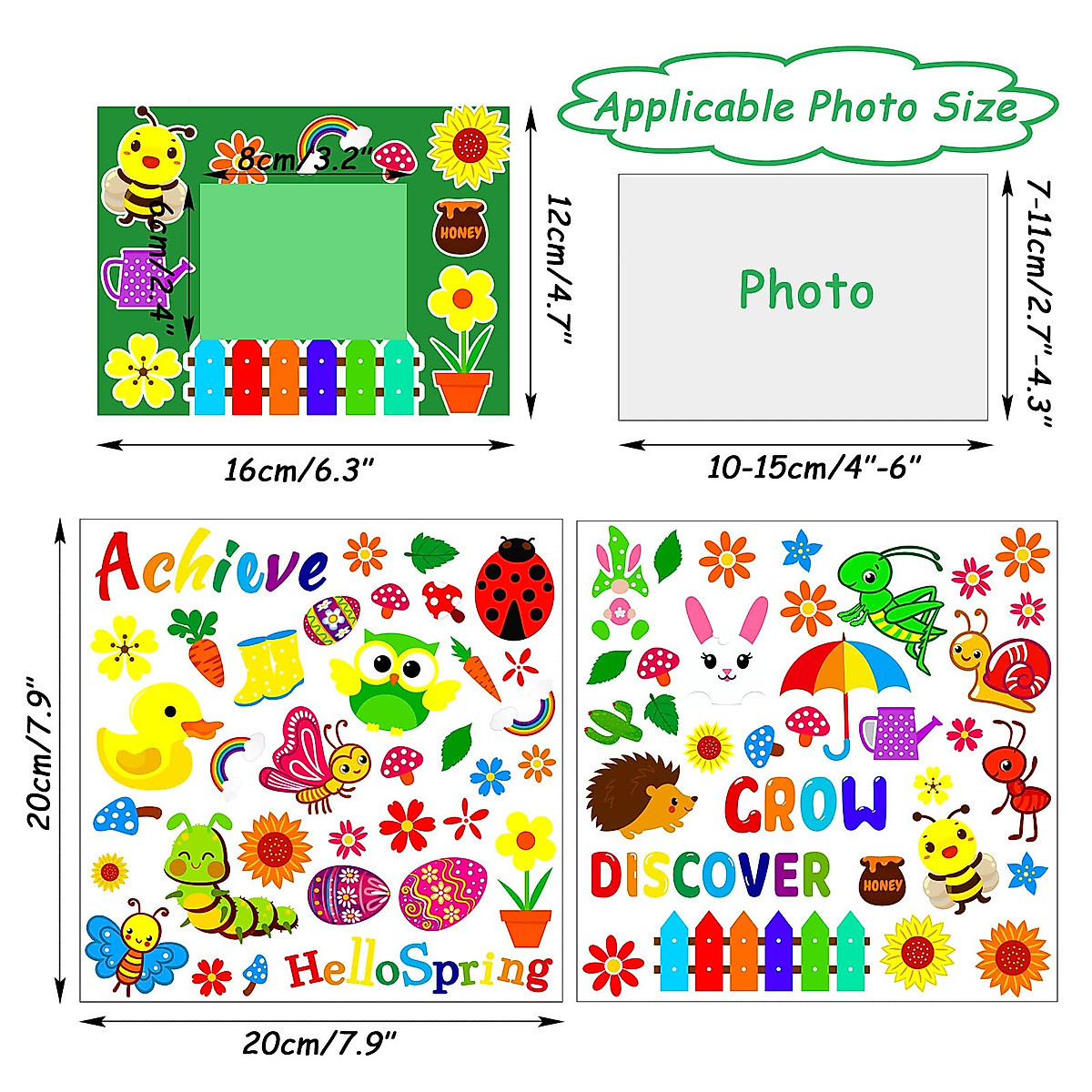 30 Packs Spring Craft Kits for Kids Springtime DIY Picture Frame Craft Flower Bee Butterfly Easter Art Craft Mothers Day Craft Party Favors Home Classroom Game Activities Bulletin Board Decoration