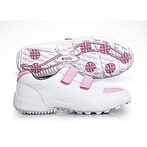 PGM Women's Golf Shoes Waterproof Spikeless with Hook and Loop Straps Pink