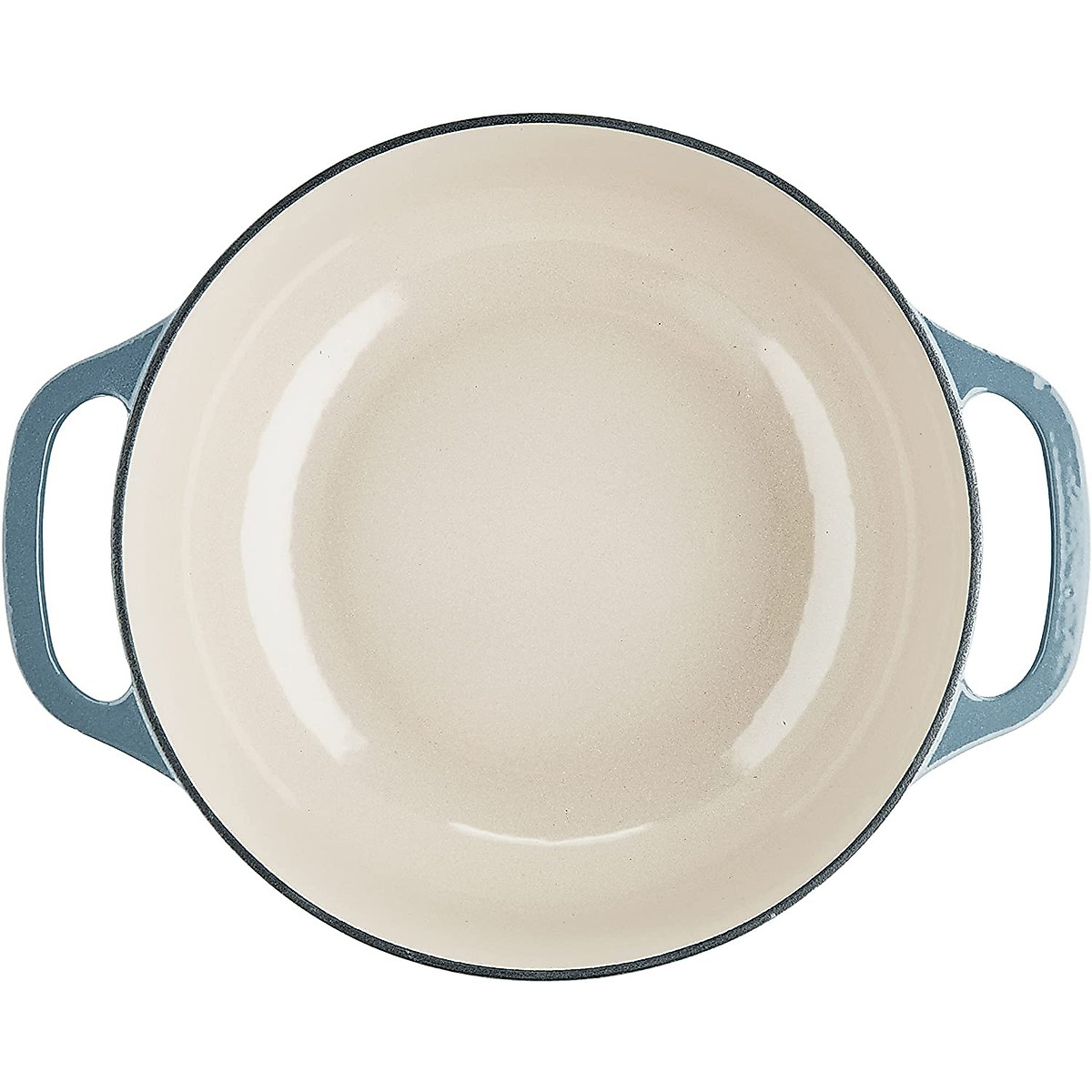 Lodge Enameled Cast Iron Dutch Oven, 7.5 Qt, Storm Blue & SCRAPERPK Durable Pan Scrapers, Red and Black, 2-Pack