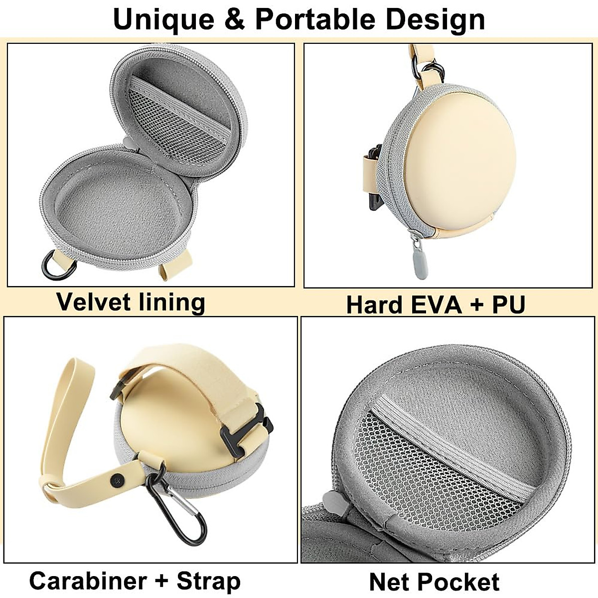 JOYJOM Hard Carrying Case for Go Plus Plus + Accessory, Portable EVA PU Leather Protective Bag Storage Hard Carrying Case for go Plus Plus +2023 (Beige)