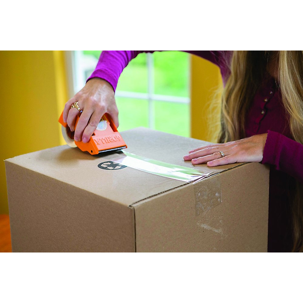 Gorilla Packing Tape Tough & Wide with Dispenser for Moving, Shipping and Storage, 2.83" x 35 yd, Clear, (Pack of 1)