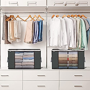 6 Pack 90L Large Storage Bags & 6 Pack 60L Clothes Storage Bags, Clothes Storage Bins Foldable Closet Organizers with Durable Handles with Clear Window for Clothes Pillow Blankets Bedding