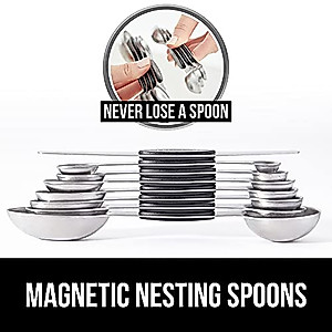 Gorilla Grip Box Grater and Measuring Spoons Set, Box Grater Has Built in Container, Measuring Spoons Set is Dishwasher Safe, Both in Black Color, 2 Item Bundle