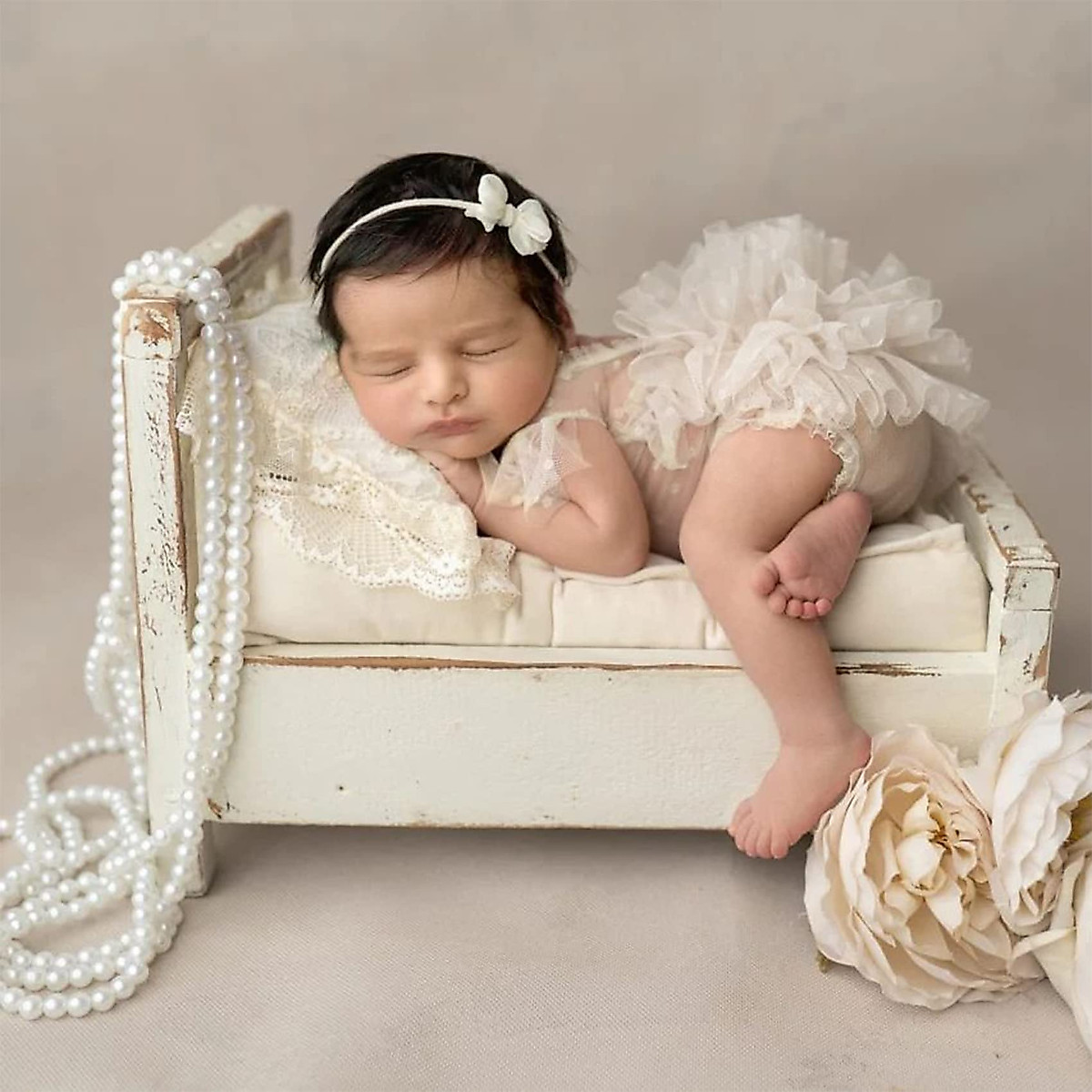 Baby Photoshoot Props Mini Mattress Newborn Photography Props Baby Bedding Cushion Baby Posing Pillow Infant Mattress Prop Photography (B-Brown)