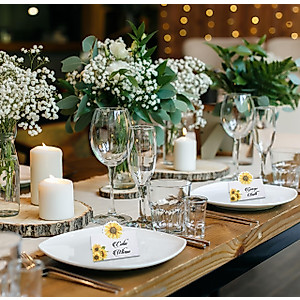 100 Pcs Fall Sunflower Place Cards Floral Yellow Sunflowers Name Card Wedding Table Setting Folded Tent Cards Baby Shower Party Dinner Placement