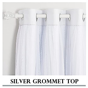 PONY DANCE Living Room Curtains 84 Inch Length - Sheer Overlay Curtains, 52 inches Wide, Window Treatment Panels, Cortinas De Sala Elegantes (Winter White, Set of 2, with Extra Tie-Backs)