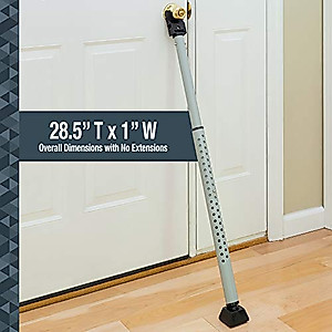 SABRE Adjustable Door Security Bar with Vibration Detecting Alarm, 115dB Alarm Audible Up To 1,100 Ft (335 m), Adjusts To Fit Most Hinged & Sliding Doors, Rubberized Foot for Strong Grip, Collapsible