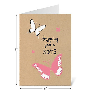 Thinking of You Kraft Greeting Card Value Pack - Set of 20 (5 designs), Large 5" x 7" Friendship Cards, Envelopes Included