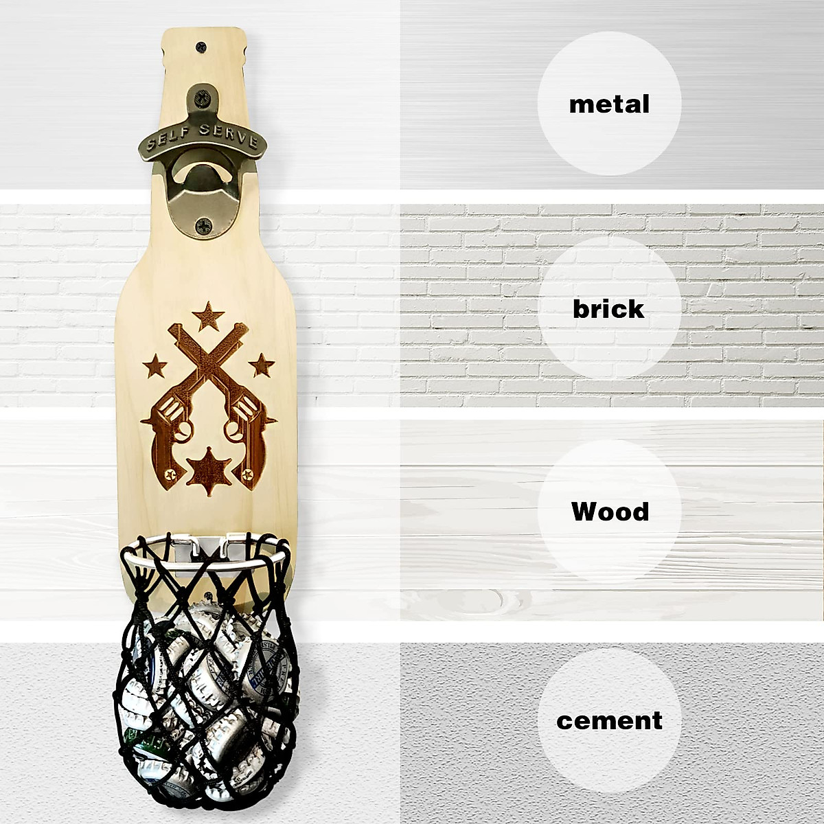 KingLive Bottle Opener - Funny Beer Bottle Opener with Wall Mounted Cap Catcher, Fun and Unique Gifts for Men, Dad, Father, Him, Perfect for Kitchen, Living Room, Bedroom, Outdoor, and Bar Decor