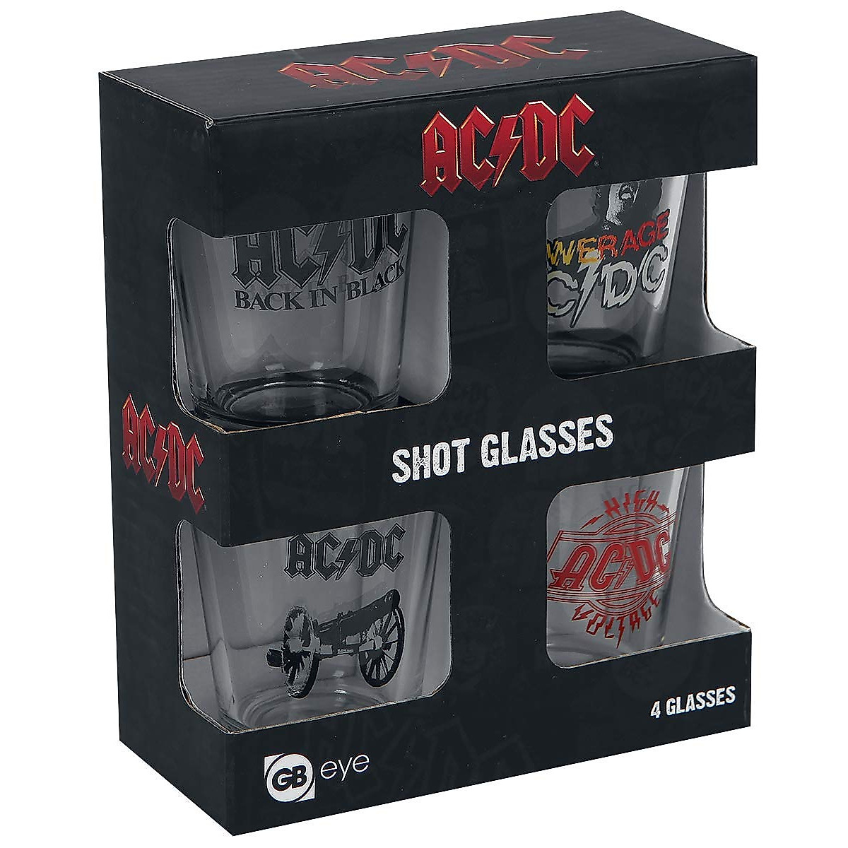 GB eye AC/DC Mix Shot Glasses - Set of 4
