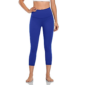 HeyNuts High Waisted Yoga Capris Leggings for Women, Buttery Soft Workout Cropped Pants Compression 3/4 Leggings 21'' Sapphire Blue S(4/6)