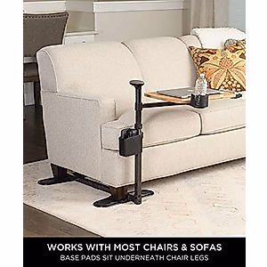 Signature Life Independence Tray Table, Bamboo Swivel TV Tray, Adjustable Laptop Table with Ergonomic Stand Assist Safety Handle, Independent Living Aid