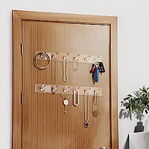 MaxGear Acrylic Necklace Holder 2 Pack, Wall Mounted Jewelry Organizer for Necklaces, Bracelets, Rings, and Bangles Display Rack, Hanging Jewelry Hooks for Women & Girls