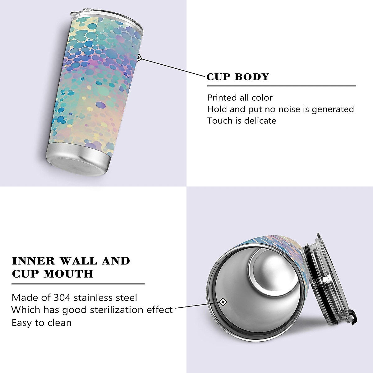 Wassud Circle Abstract 20 oz Tumbler with Lid and Straw Stainless Steel Double Wall Vacuum Tumblers Insulated Travel Coffee Mug for Cold and Hot Drinks