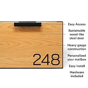 Movo Home Wall Mount Mailbox, Modern Wood Mailbox for House Allen