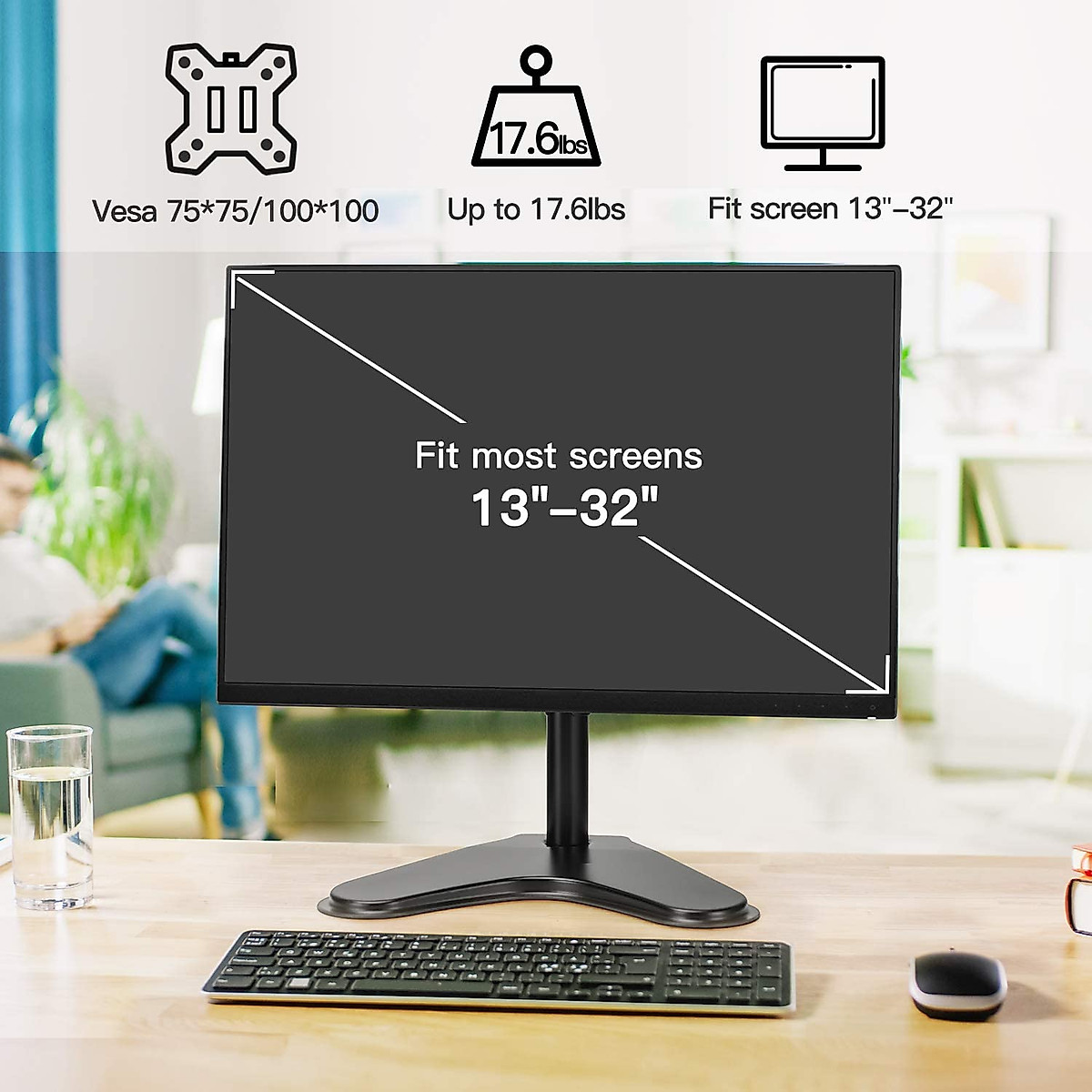 HUANUO Bundle – 2 Items: HUANUO Single Monitor Stand for 13 to 32 inch Monitor and Dual Monitor Stand for 13 to 32 Inch Two Monitor Freestanding Desk Stan