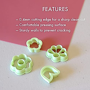 4 Pieces Set Polymer Clay Cutters, Flower Shaped Clay Cutters for Jewelry Making Beginner, Clear Clay Earring Cutters for Pottery and Cookie Cutters