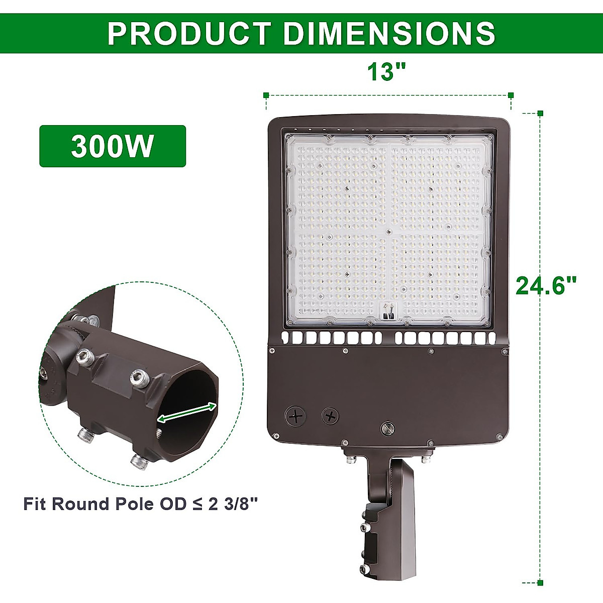 OSTEK LED Parking Lot Lights 300W Outdoor Commercial Area Lighting Fixture 42000LM - Waterproof IP65 5700K LED Shoebox Street Pole Light with Adjustable Slip Fitter Mount 100-277V