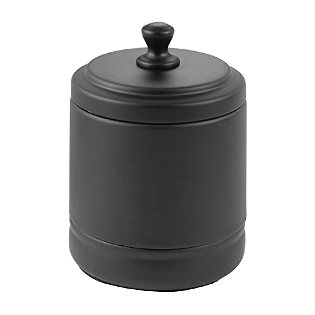 mDesign Metal Bathroom Vanity Storage Organizer Canister Jar with Lid for Cotton Balls, Swabs, Makeup Sponges, Bath Salts, Hair Ties, Jewelry - Hyde Collection - 2 Pack - Matte Black