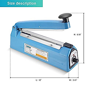 Konmee 8 Inches Impulse Commercial Bag Sealers Heat Sealing Machine for Mylar Cereal Plastics Polythene Bags with One Repair Kit