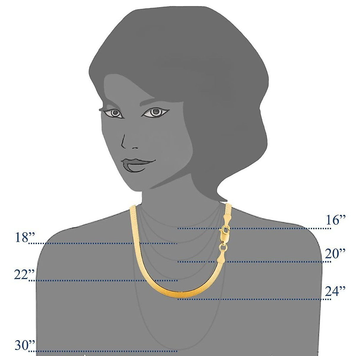 The Diamond Deal 14k Solid Yellow Gold 6.00mm Shiny Imperial Herringbone Chain Necklace or Bracelet for Pendants and Charms with Lobster-Claw Clasp (16" And yellow-gold)