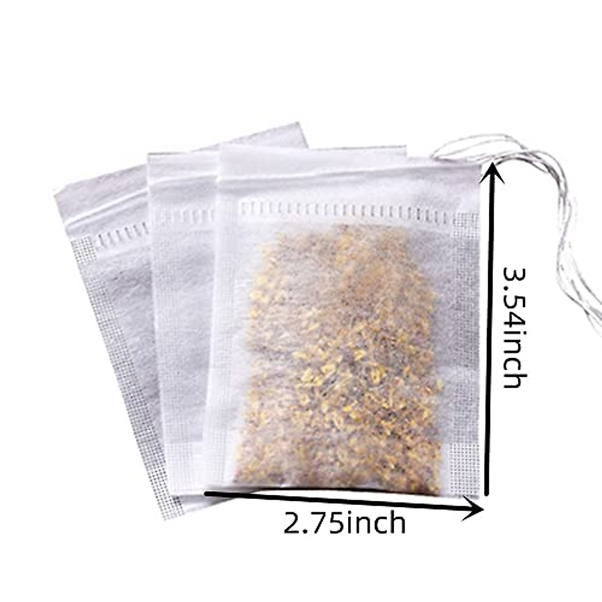 200Pcs Disposable Tea Filter Bags 2.75 x 3.54 inch Tea Infuser Natural Material Drawstring Tea Bag Empty Bags for Loose Tea