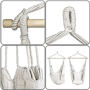 Sorbus Stylish Swing Chair - Fine Cotton Weave for Super Comfort & Durability- Hanging Hammock Chair w/2 Seat Cushions- Portable Outdoor Hanging Chair w/Hardware Kit - Indoor Outdoor Use - Max 265lbs