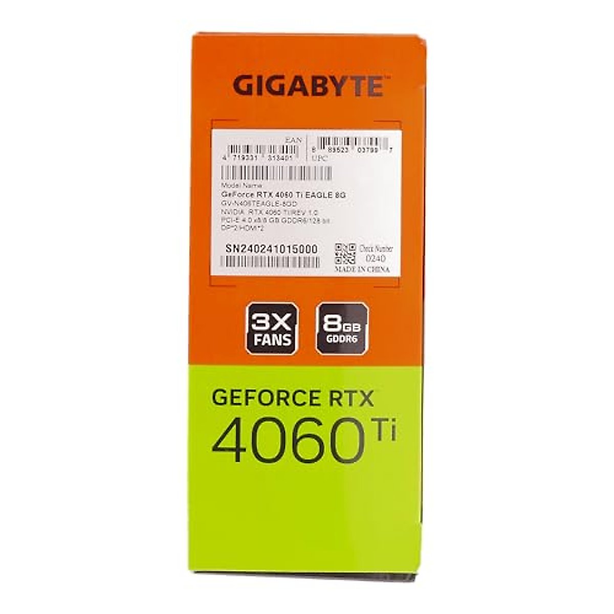 Gigabyte GeForce RTX 4060 TI EAGLE Graphics Card - 8GB GDDR6 18Gbps 128bit, PCI-E 4.0, 2X DisplayPort 1.4, 2X HDMI 2.1a, NVIDIA DLSS 3, Supports 4K, Ada Lovelace Arch, GV-N406TEAGLE-8GD