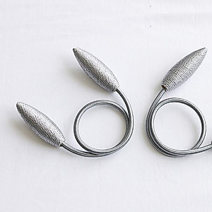Valea Home 2 Pieces Curtain Tiebacks Clips Creative Window Drape Twist Tie Backs European Style Custom Made Curtain Holders Decorative Draperies Holdbacks, Silver Grey