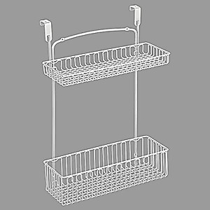 mDesign Steel Over Cabinet Kitchen Storage Organizer Holder or Basket - Hang Over Cabinet Doors in Kitchen, Pantry, Bathroom; Holds Dish Soap, Window Cleaner - Concerto Collection, 2 Pack, Matte White