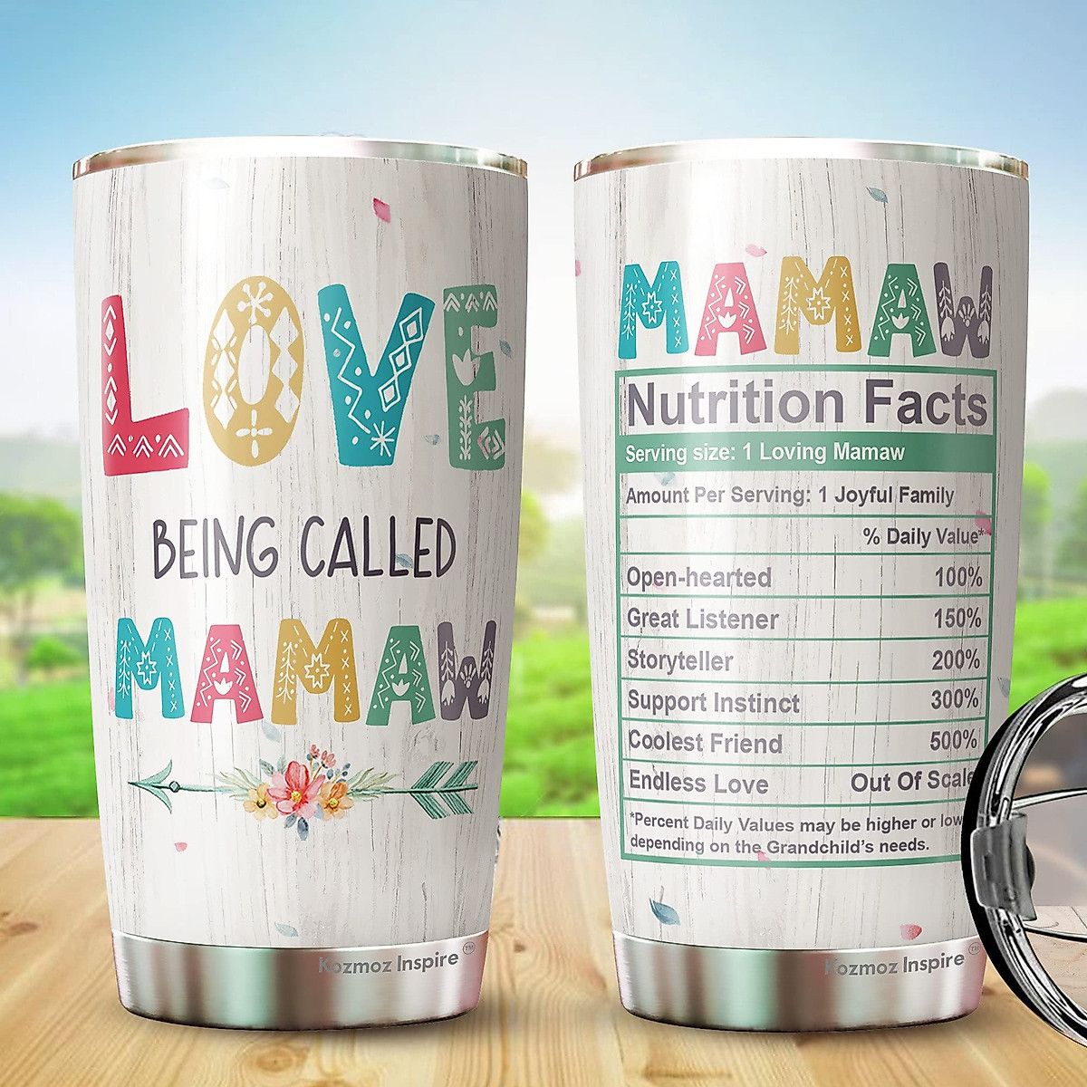 Kozmoz Inspire Love Being Called Mamaw Coffee Tumbler 20oz - Gifts For Women Grandma Coffee Tumbler Mothers Day Gifts - Gift Women Grandma Gifts -Gifts From Grandson Grandkids Grandma Tumbler