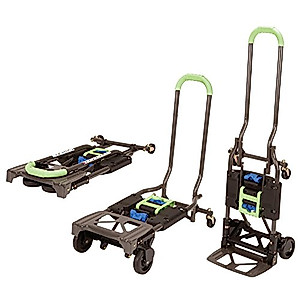 Cosco 12323ASB1E Handtruck, 4 in 1, Steel & Shifter 300-Pound Capacity Multi-Position Heavy Duty Folding Hand Truck and Dolly, Green - 12222PBG1E