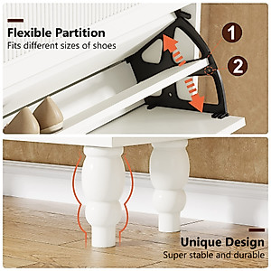 Tribesigns White Shoe Storage Cabinet: Shoe Organizer Cabinet with 2 Flip Drawers, Slim Freestanding Shoe Storage Rack, Wood Shoe Organizer for Entryway, Living Room, Closet