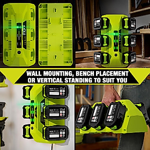 Supowill P135 18V 6-Port Charger for Ryobi 18V Charger,Compatible with Ryobi 18V ONE+ Battery P102 P103 P104 P105 P106 P107 P108 P109 PBP002 PBP003,for Ryobi 18V Battery Charger